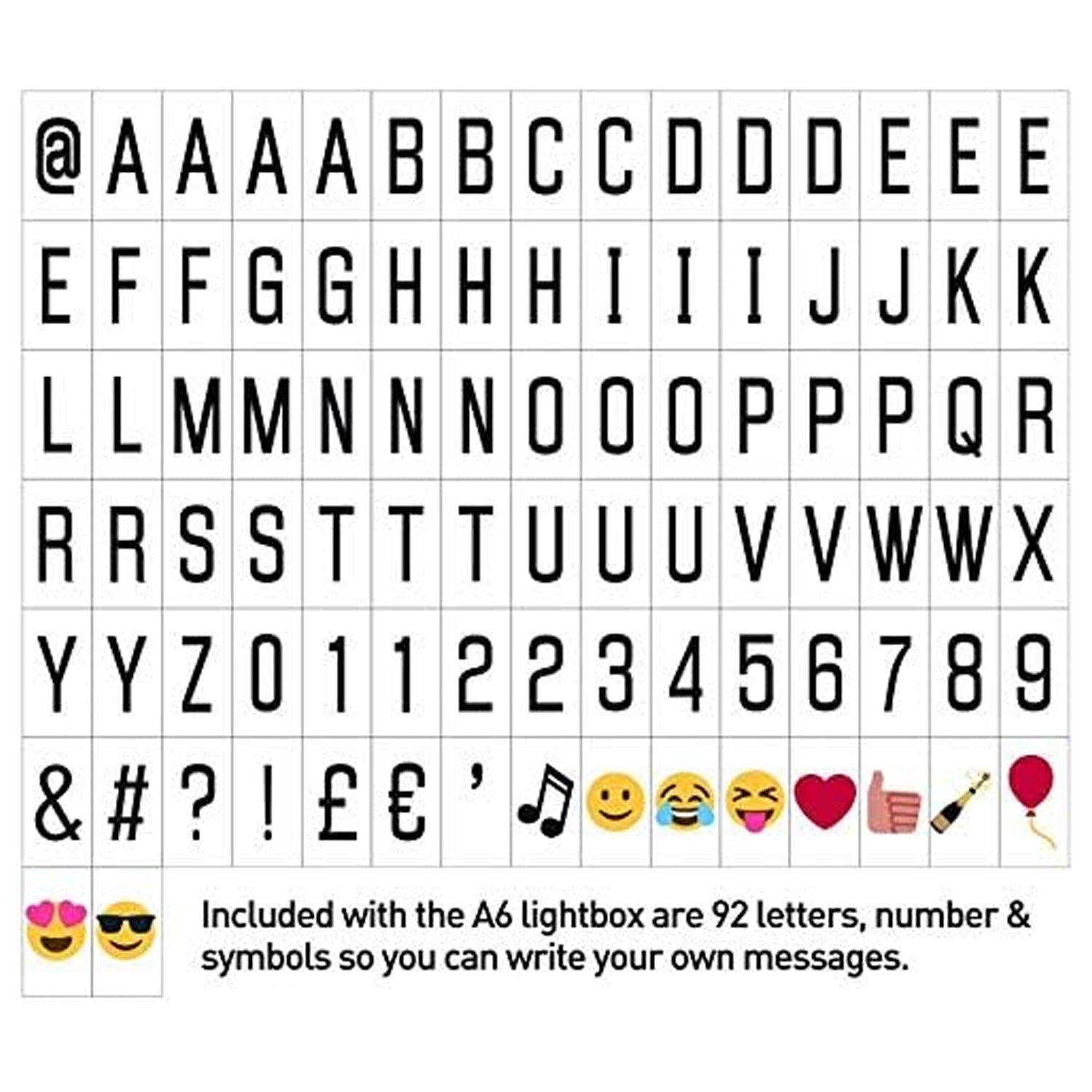 Black Mini A6 Cinematic Light Box with Emojis (1 Set) – ALL MY WISH