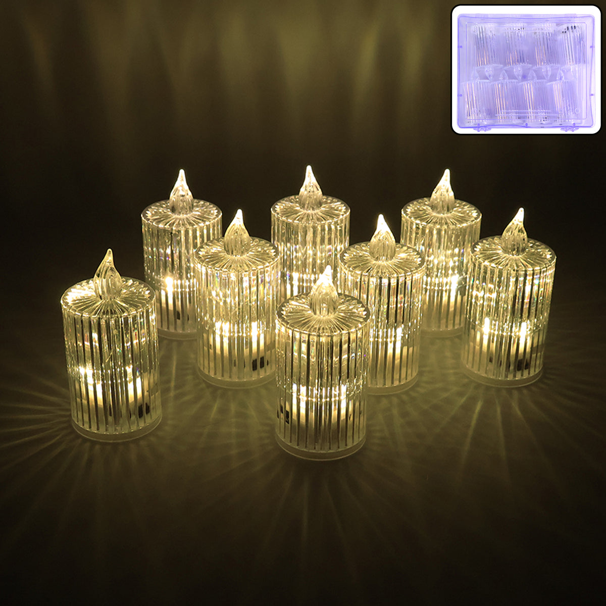 Premium Crystal Effect Led Flameless Candle Lights (8 Pc) – ALL MY WISH