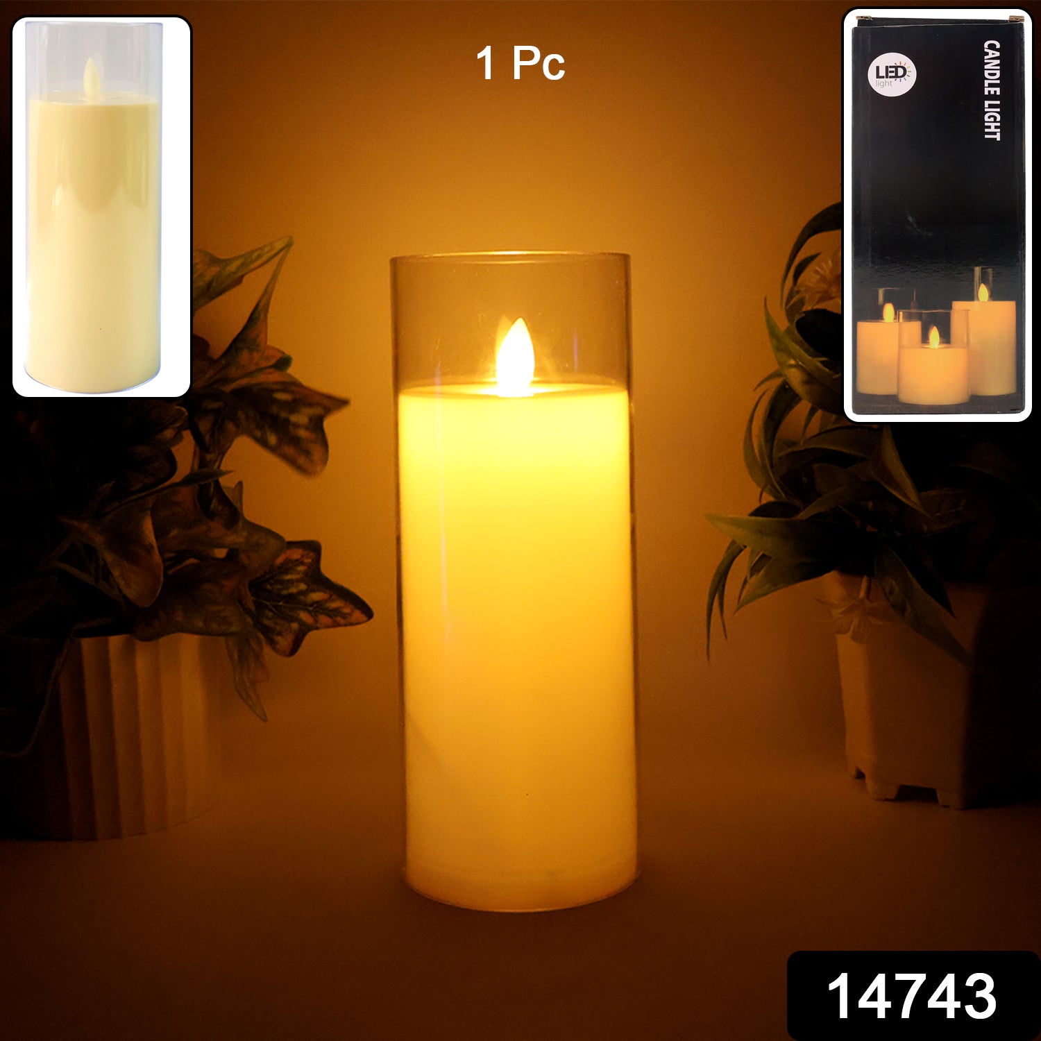 Led Flameless Candle Light With Realistic Flickering Flame Effect In G ...