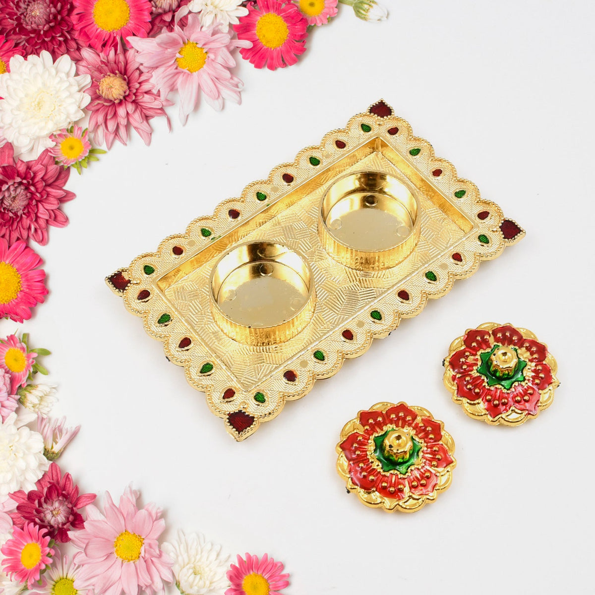 Tray Shape Special Puja Thali Mix Design 1 Pc – ALL MY WISH