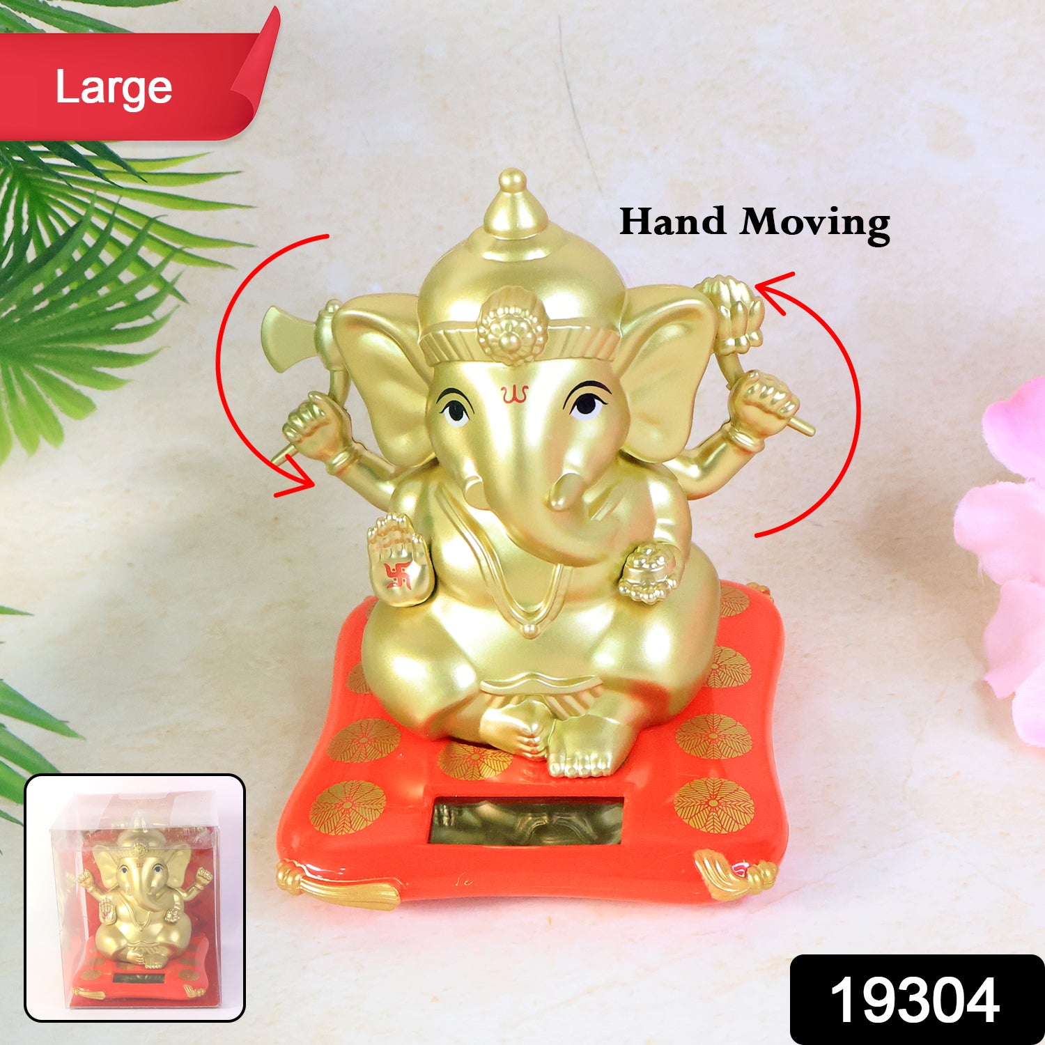 Decorative Religious Large Lord Ganesha Idol With Solar-powered Base ...